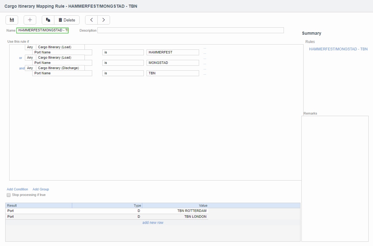 IMOS - Cargo Itinerary Mapping Rule